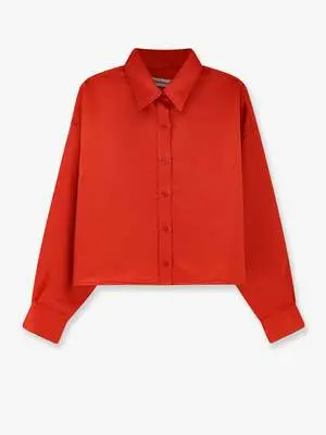 THE FRANKIE SHOP Arlen Satin Boxy Shirt - Red
