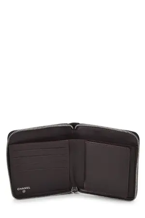 Chanel Quilted Caviar Compact Zip Around Wallet