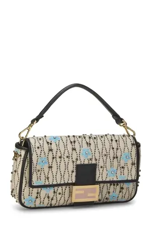 Fendi Multicolor Raffia Embellished Convertible Baguette