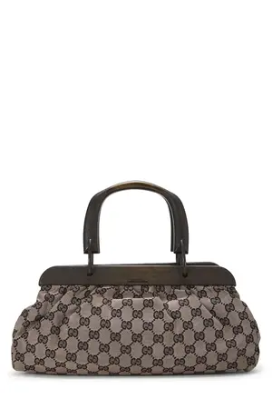 Gucci Gg Wooden Top Handle Bag - Brown