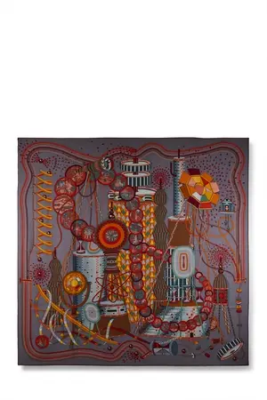 Hermès Multicolor 'le Laboratoire Du Temps' Cashmere Shawl