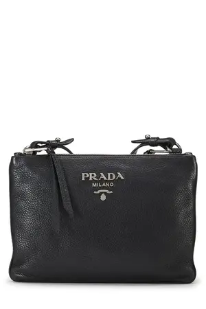 PRADA Prada Vitello Daino Double Zip Crossbody Bag