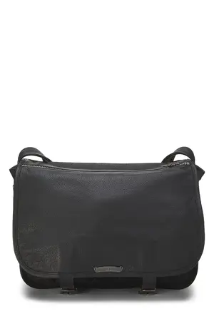 Chrome Hearts Leather Messenger Bag With Silver Tone Hardware - Black