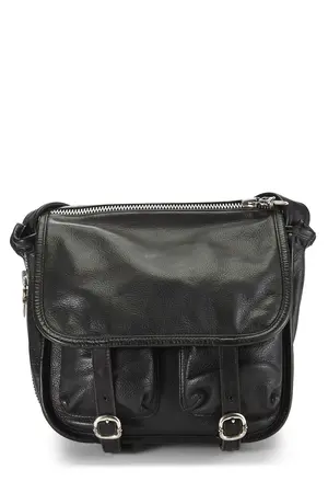 Chrome Hearts Leather Messenger Bag With Silver Tone Hardware