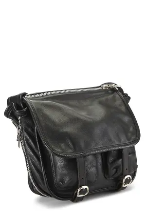 Chrome Hearts Leather Messenger Bag With Silver Tone Hardware