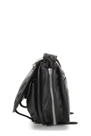 Chrome Hearts Leather Messenger Bag With Silver Tone Hardware