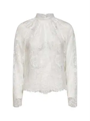 SELF-PORTRAIT Long Sleeve Lace Blouse - Multicolor