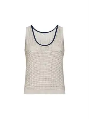 Brunello Cucinelli Oatmeal Cotton Net Knit Top - Multicolor
