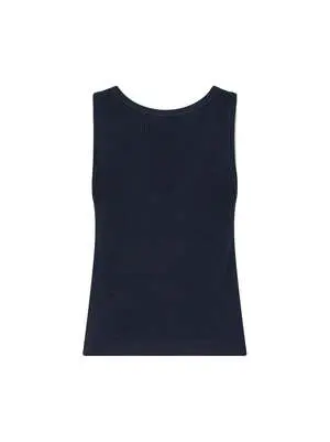 Brunello Cucinelli Blue Ribbed Cotton Knit Top