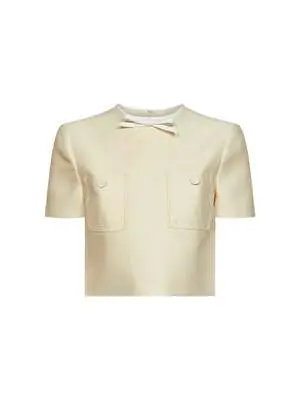 SELF-PORTRAIT Cropped Top With Bow Detail - Multicolor