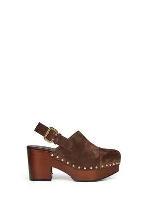 Chloé Chocolate Brown Jeannette Wedge Clogs - Multicolor