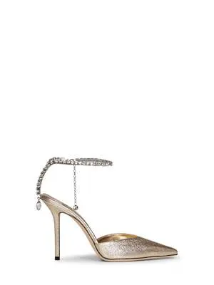 JIMMY CHOO Saeda 100 Pumps In Platinum Brilliance Fabric - Multicolor
