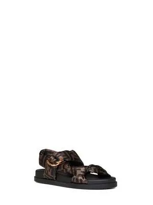 Fendi Brown Ff Satin Feel Sandals