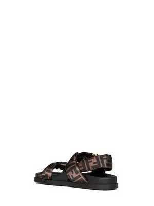 Fendi Brown Ff Satin Feel Sandals