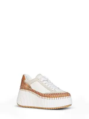 Chloé White Nama Wedge Sneakers