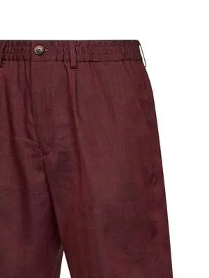 Brunello Cucinelli Cherry Chevron Linen And Virgin Wool Bermuda Shorts