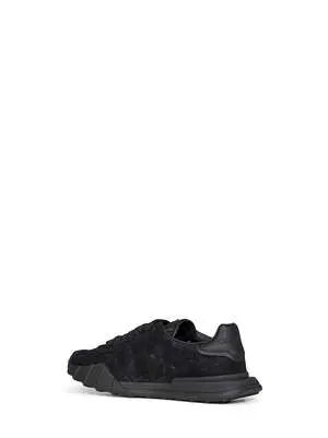 Dolce & Gabbana Black Lace And Calf Suede Low-top Sneakers - Multicolor