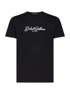 Dolce & Gabbana Black Cotton Jersey Embroidered T-shirt - Multicolor