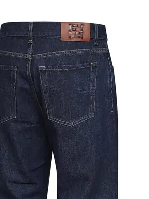 Fendi Dark Blue Cotton Denim Straight Jeans - Multicolor