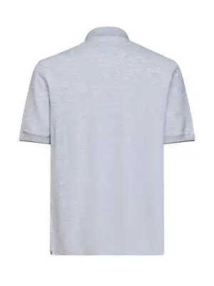 Brunello Cucinelli Grey Cotton Pique Logo Polo Shirt