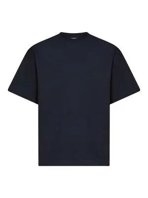 JIL SANDER Midnight Blue Cotton Boxy T-shirt With Logo - Multicolor