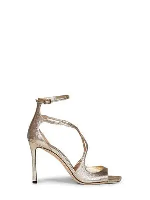 JIMMY CHOO Azia 95 Sandals In Platinum Brilliance Fabric - Multicolor