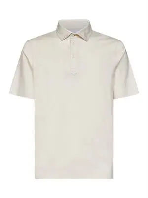 Brunello Cucinelli Cream White Cotton Jersey Polo Shirt - Multicolor