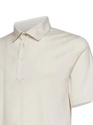 Brunello Cucinelli Cream White Cotton Jersey Polo Shirt
