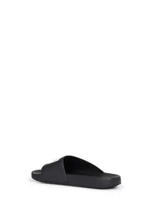 Givenchy Black Rubber Label Slide Flat Mules