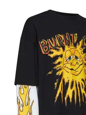 Amiri Black Cotton Jersey Burnt Out Double-sleeve T-shirt
