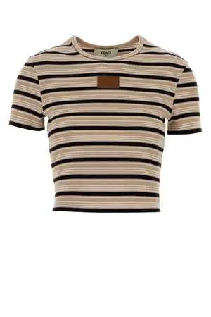 Fendi Embroidered Stretch Cotton T-shirt - Multicolor
