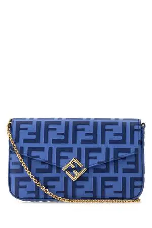 Fendi Leather Ff Diamonds Wallet - Blue