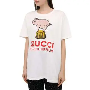 Gucci Equilibrium Piggy Print T-shirt - Creamy