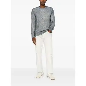 Avant Toi Grey Bouclé-knit Crew Neck Long Sleeve Jumper