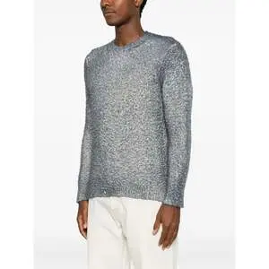 Avant Toi Grey Bouclé-knit Crew Neck Long Sleeve Jumper