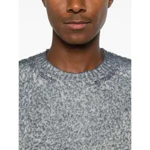 Avant Toi Grey Bouclé-knit Crew Neck Long Sleeve Jumper