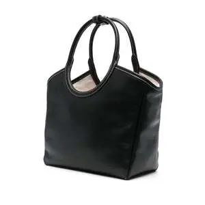 Miu Miu Calf Leather Tote Bag With Contrast Stitching