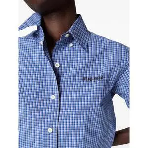 Miu Miu Check Pattern Shirt With Embroidered Logo
