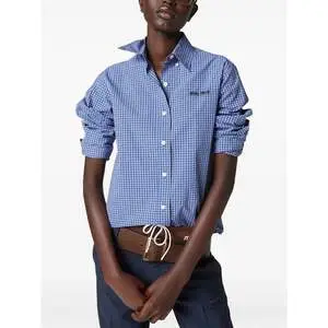Miu Miu Check Pattern Shirt With Embroidered Logo