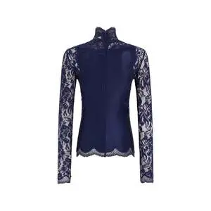Rabanne Lace Panel High Neck Top