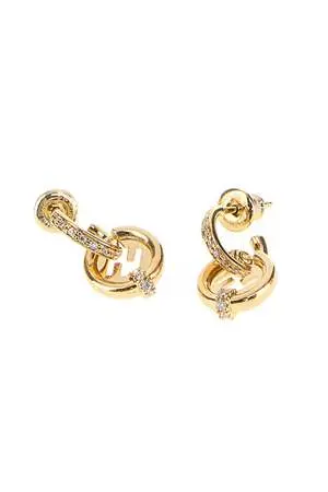 Fendi Metal Hoop Earrings With Logo Detail