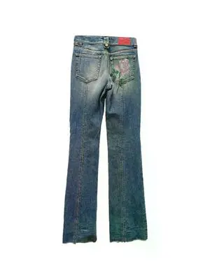Alessandra Rich Flared Crystal-embellished Jeans