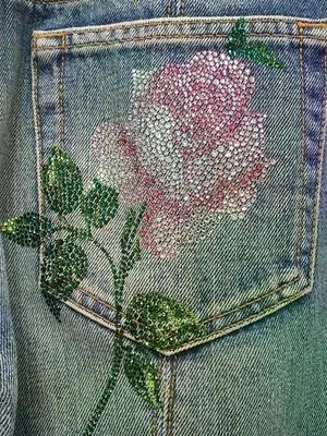 Alessandra Rich Flared Crystal-embellished Jeans
