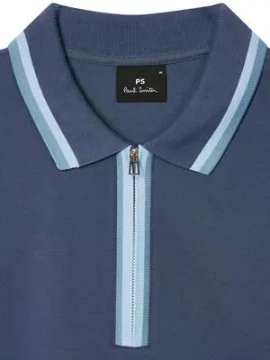Paul Smith Contrast Tipping Zip Polo Shirt - Blue