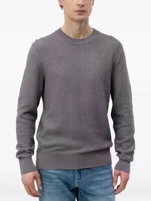 BOSS Basket-weave V-neck Sweater - Grey