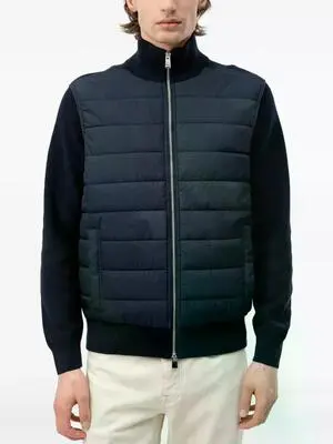 BOSS Quilted Panel Zip-up Sweater - Blue