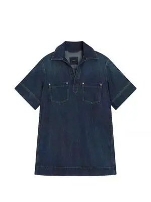 BOSS Denim V-neck Dress With Chest Pockets