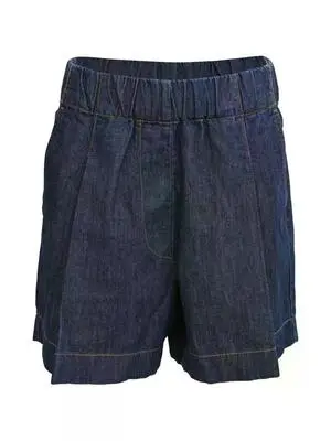 Dries Van Noten Cotton Denim Pleated Shorts