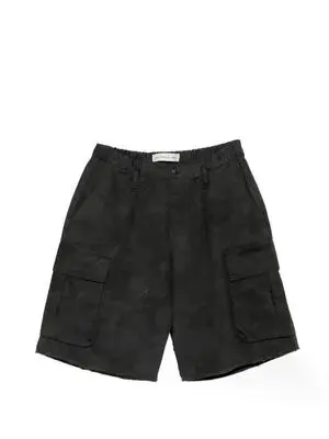 STAY HUMAN ON EARTH Camouflage Print Cargo Shorts - Black