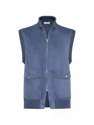 Brunello Cucinelli Suede Ribbed-trim Gilet
